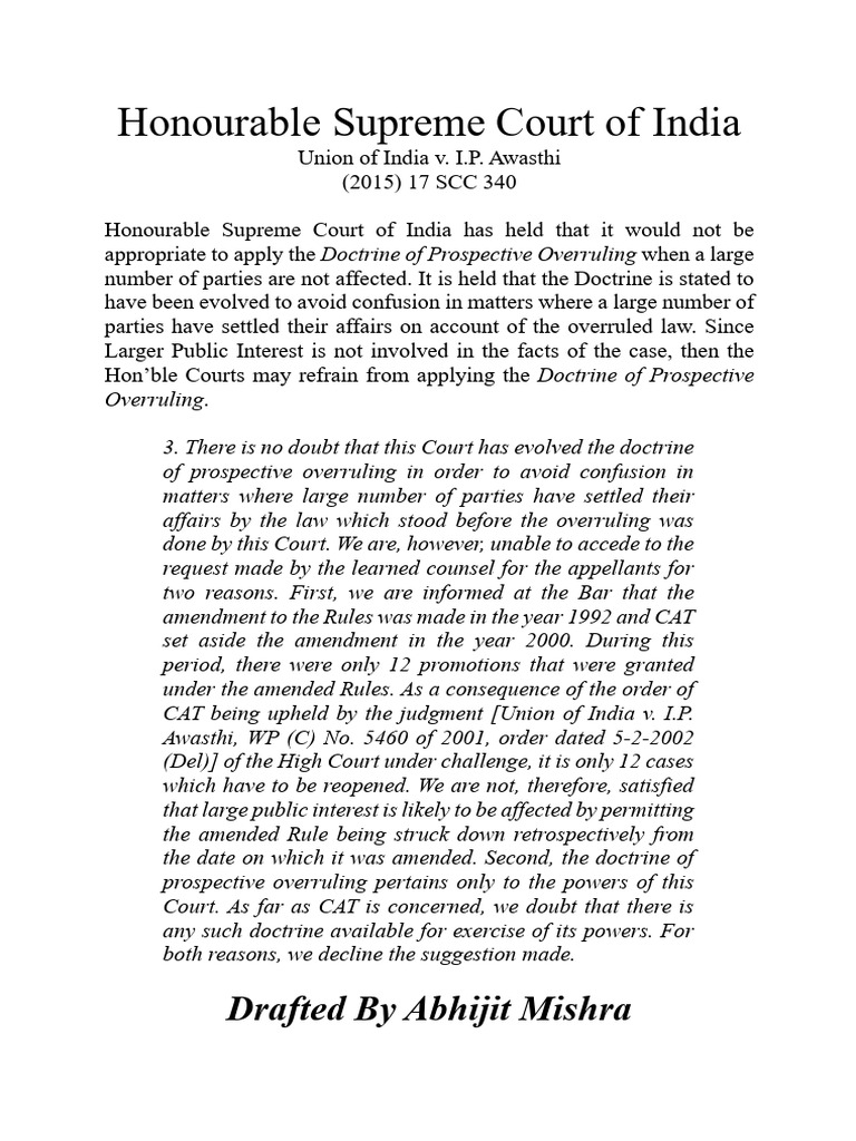 Supreme Court on Prospective Overruling | PDF
