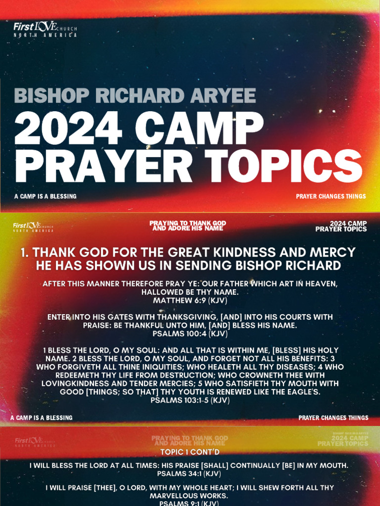 2024 Camp Prayer Topics Guide | PDF | Prayer | Religious Belief And ...