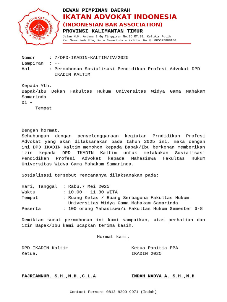 Permohonan Sosialisasi ke untag | PDF