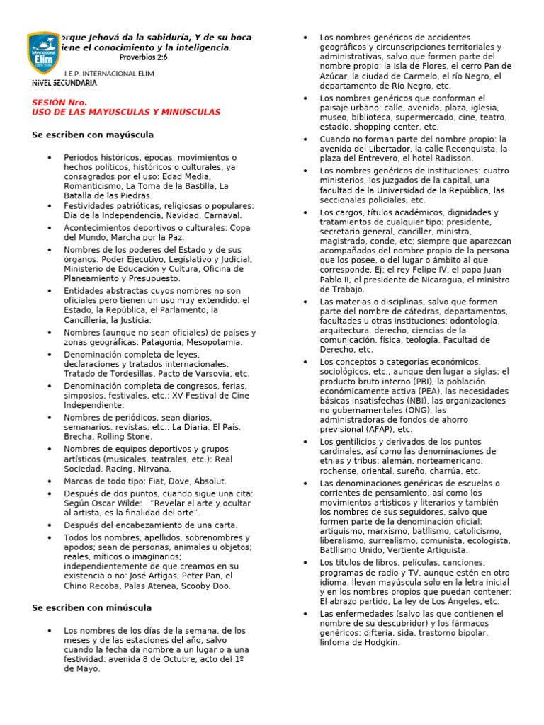 Reglas de Las Mayúsculas | PDF | Caso de carta