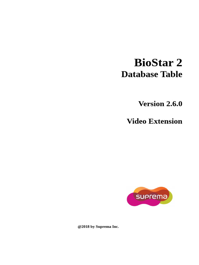 BioStar 2.6 Video Database Table | PDF | Computer Data | Software