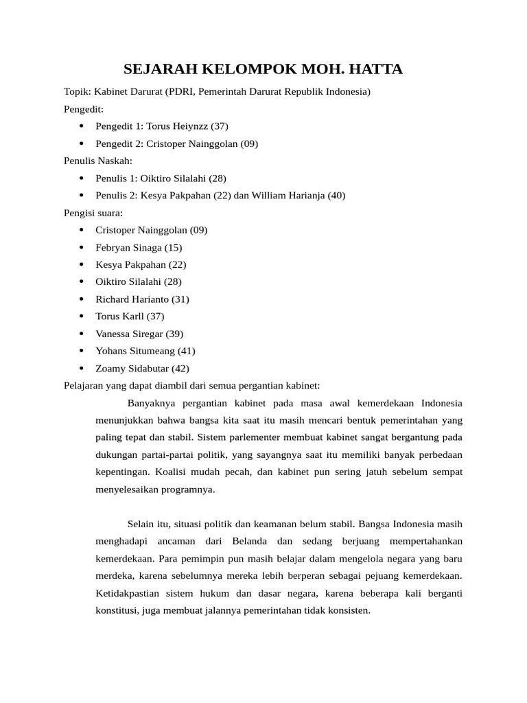 Sejarah Kelompok Moh. Hatta | PDF