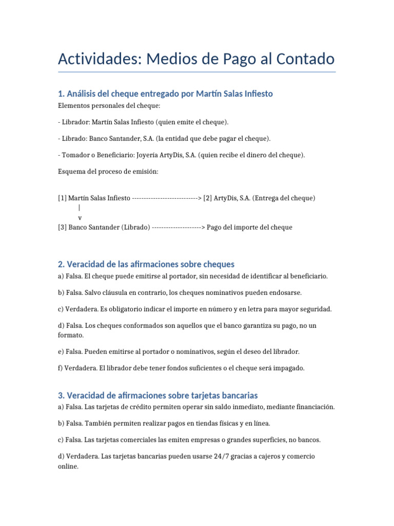 Medios de Pago Al Contado COMPLETO | PDF | Cheque | Bancos