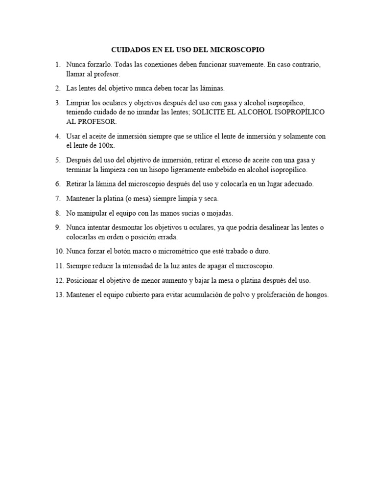 Instrucciones de Uso de Microscopios | PDF