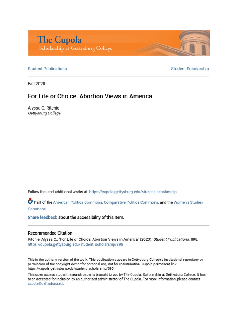 For Life or Choice - Abortion Views in America | PDF | Logistic ...