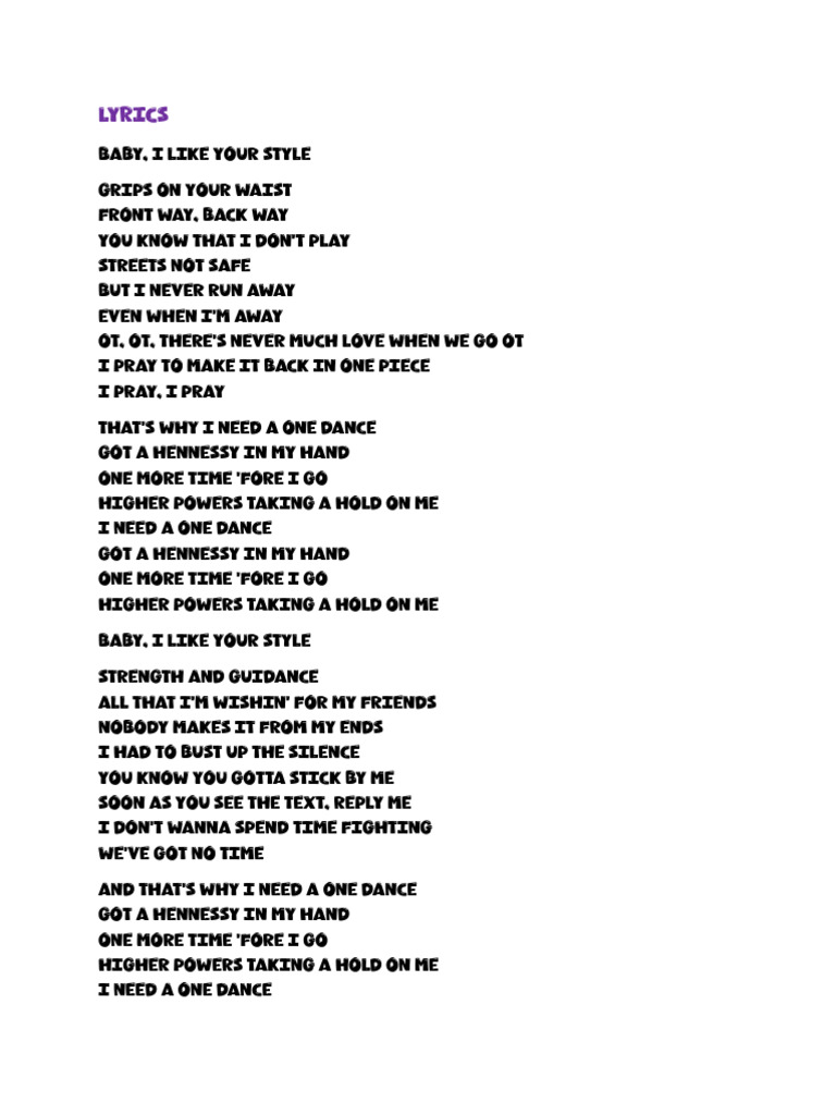 One Dance Lyrics Analysis | PDF