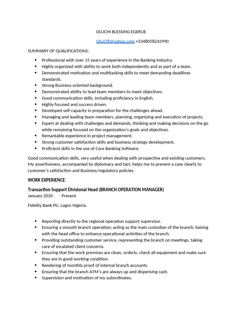 Oluchi Blessing Egerue Jokins | PDF | Banks | Banking