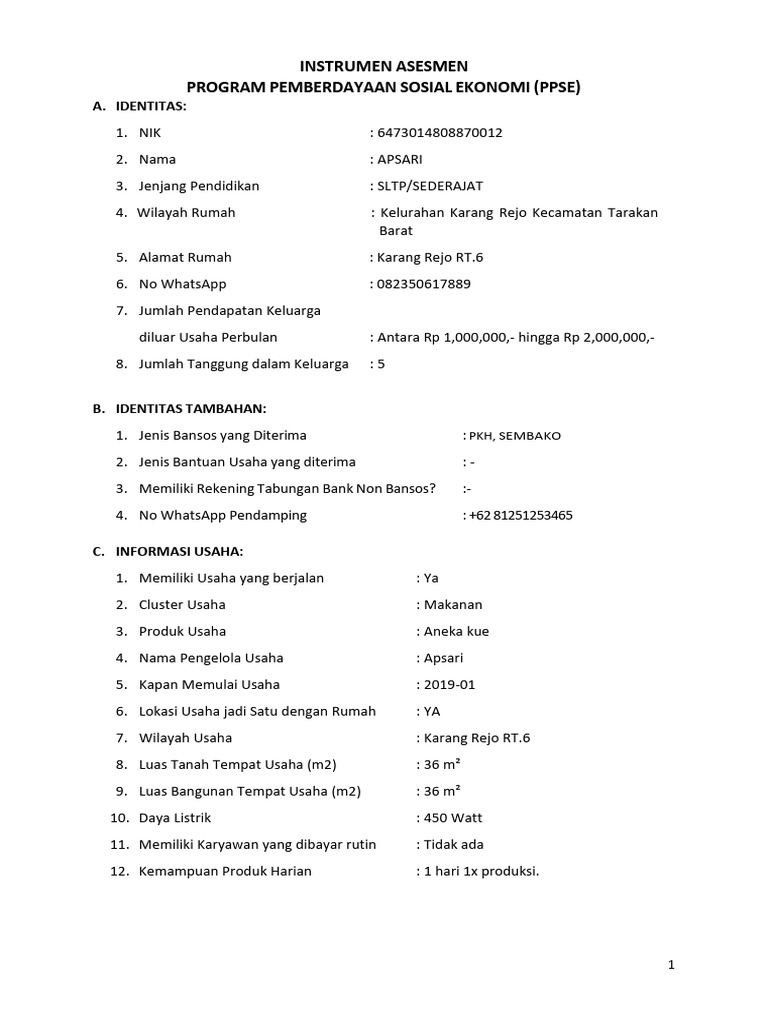 Instrumen Asesmen Bu Apsari | PDF