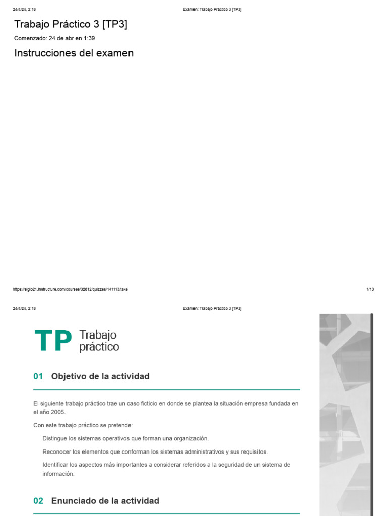 Examen TP3: Sistemas Administrativos y Seguridad | PDF | Business ...