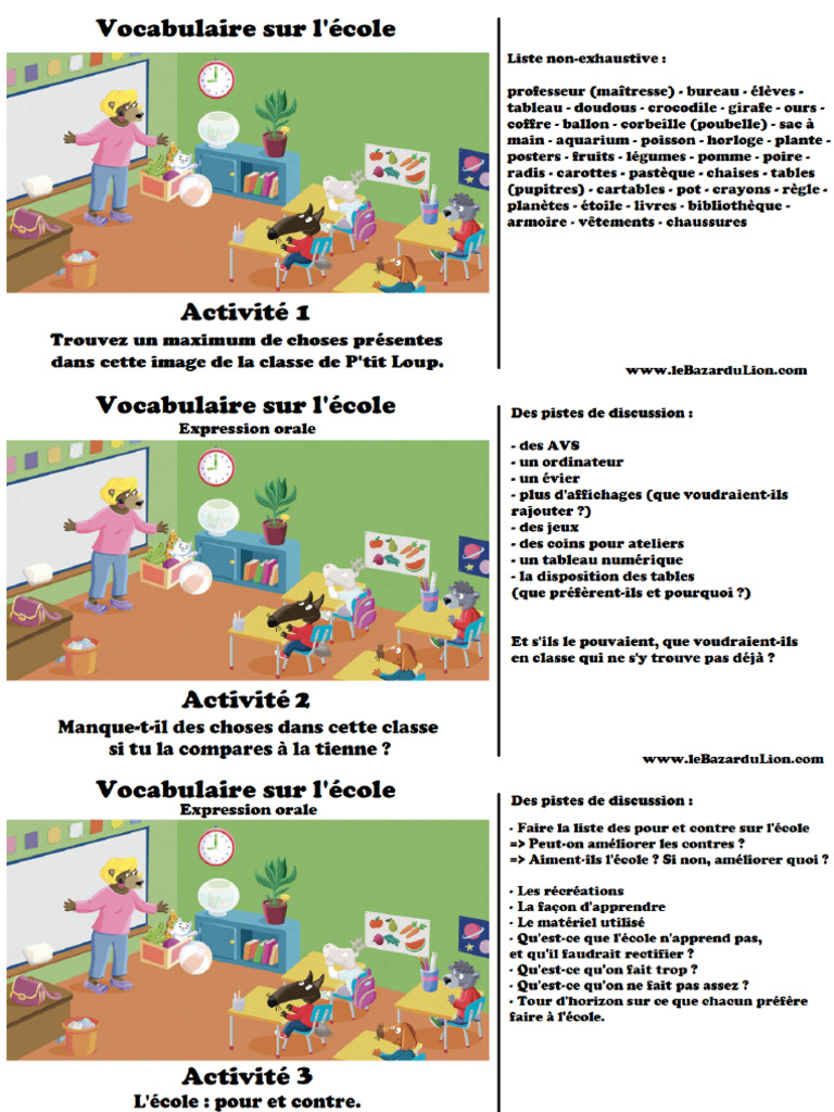 CE1 CE2 - Vocabulaire-Et-Expression-Orale Classe | PDF