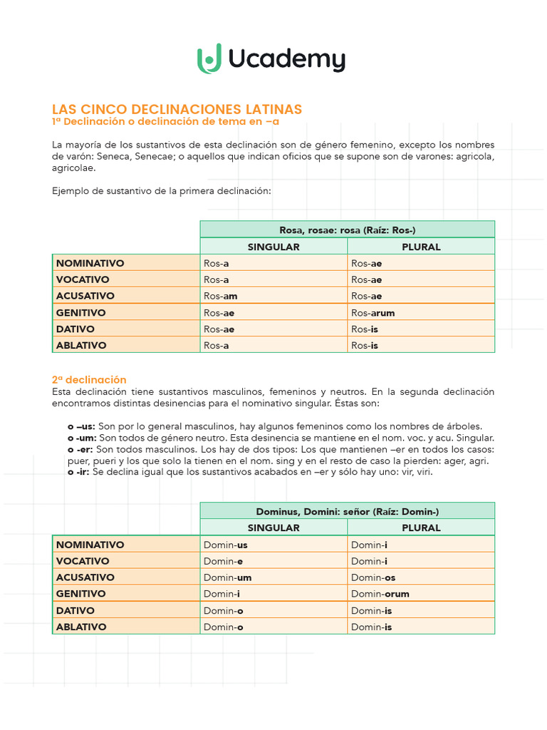 Declinaciones Latín PDF | PDF | Morfología Lingüística | Lingüística