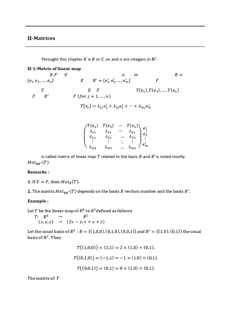Matrice and Linear Systems | PDF | Matrix (Mathematics) | Basis (Linear ...