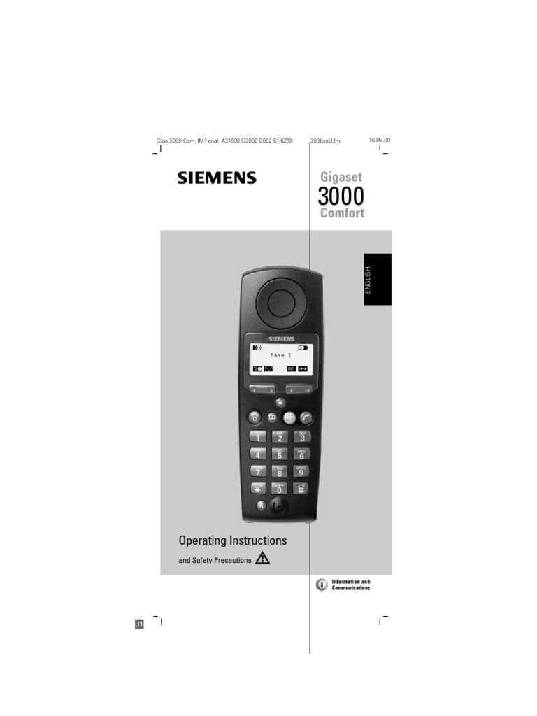 Gigaset 3010 User Manual Siemens | PDF | Battery (Electricity) | Menu (Computing)