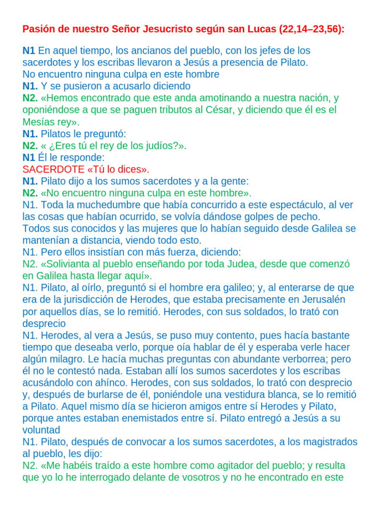 Pasión de Cristo según San Lucas | PDF | Jesús | Poncio Pilato