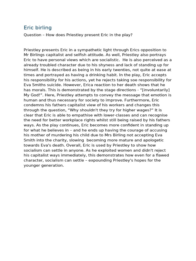 Eric Birling Gces | PDF