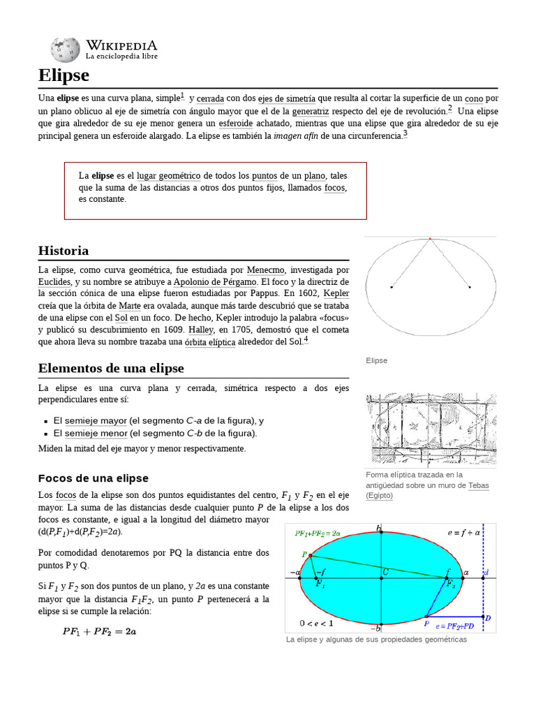 Elipse | PDF | Elipse | Geometría analítica
