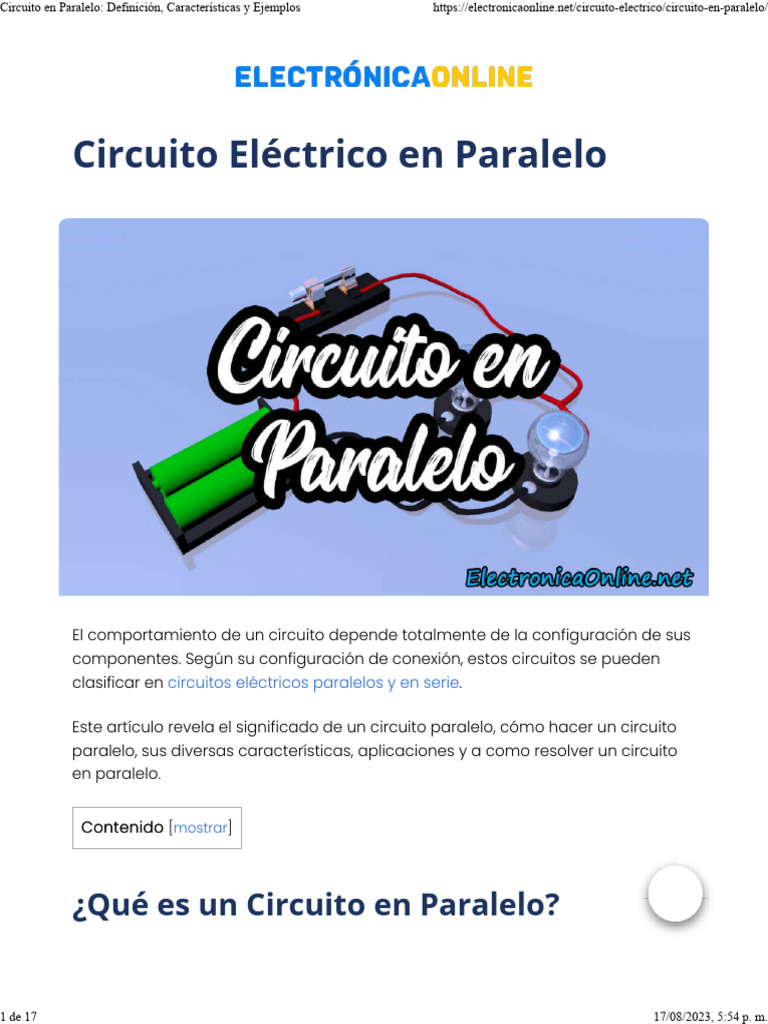 Circuito en Paralelo Definición, Características y Ejemplos | PDF | Red ...