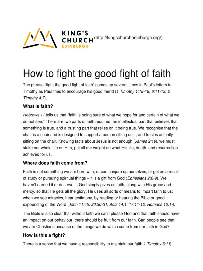 How To Fight The Good Fight of Faith | PDF | Faith | Paul The Apostle