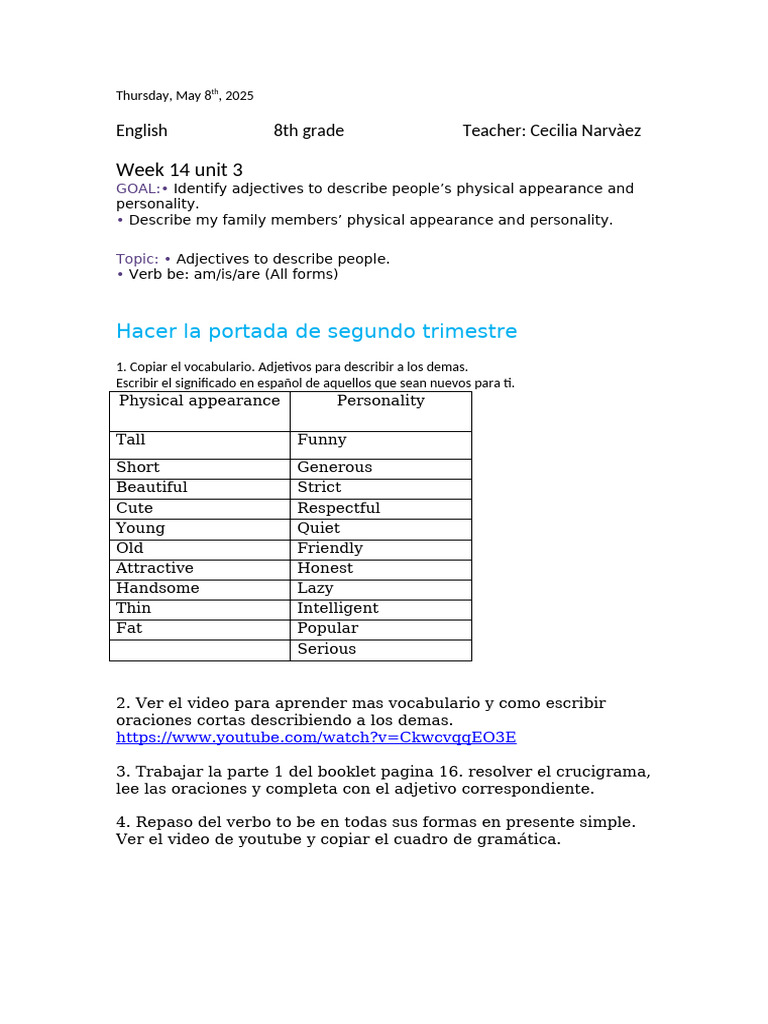 Week 4 Unit 3 Octavo | PDF