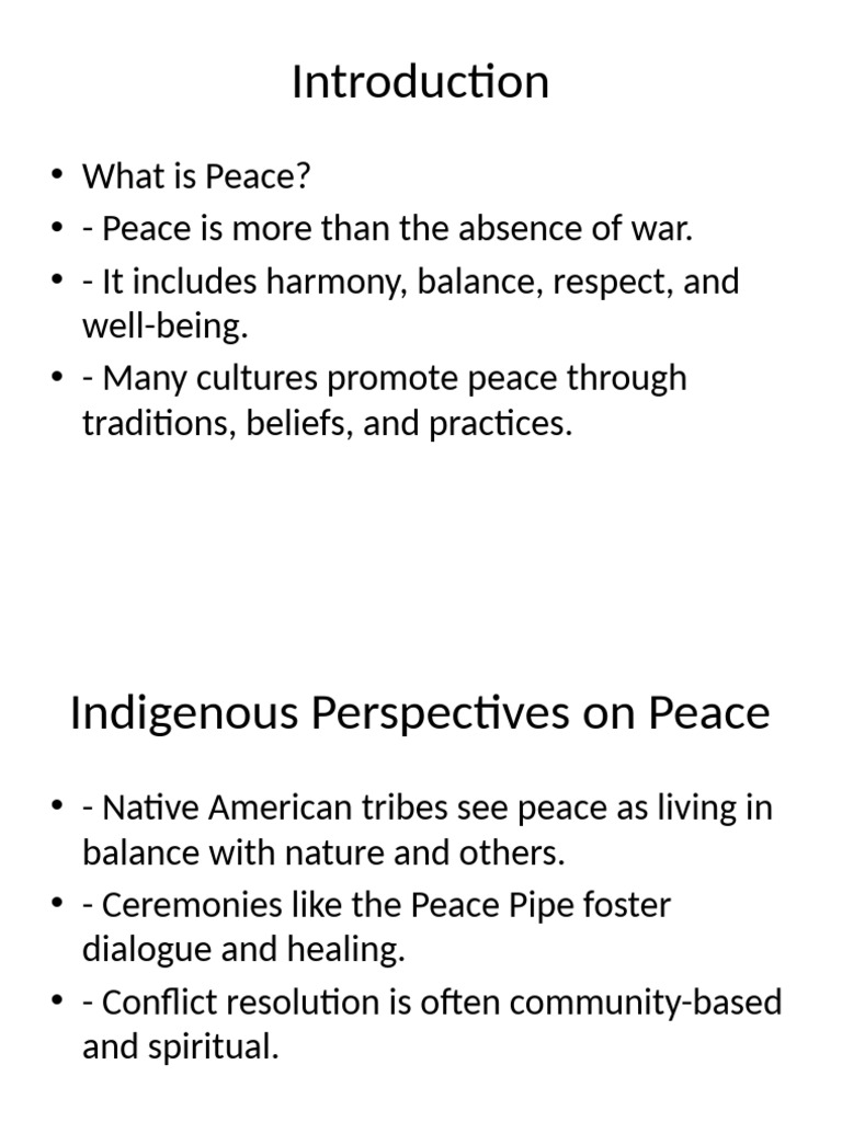Cultural Perspectives on Peace | PDF