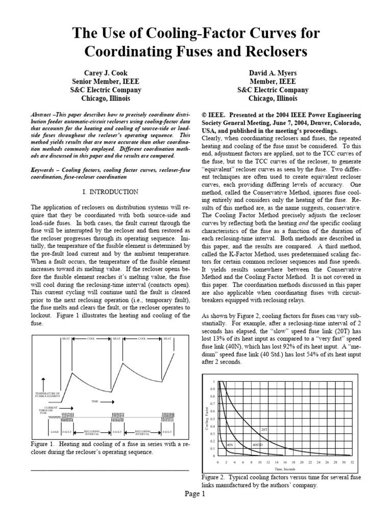 The Use of Cooling-Factor Curves For Coordinating Fuses and Reclosers | PDF | Fuse (Electrical ...