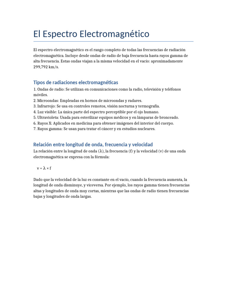Espectro Electromagnetico | PDF
