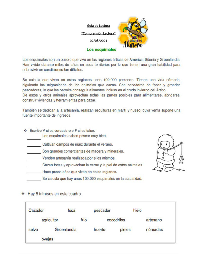 TERERO Y CUARTO BÁSICO Guía de Lectura Comprensión Lectora | PDF