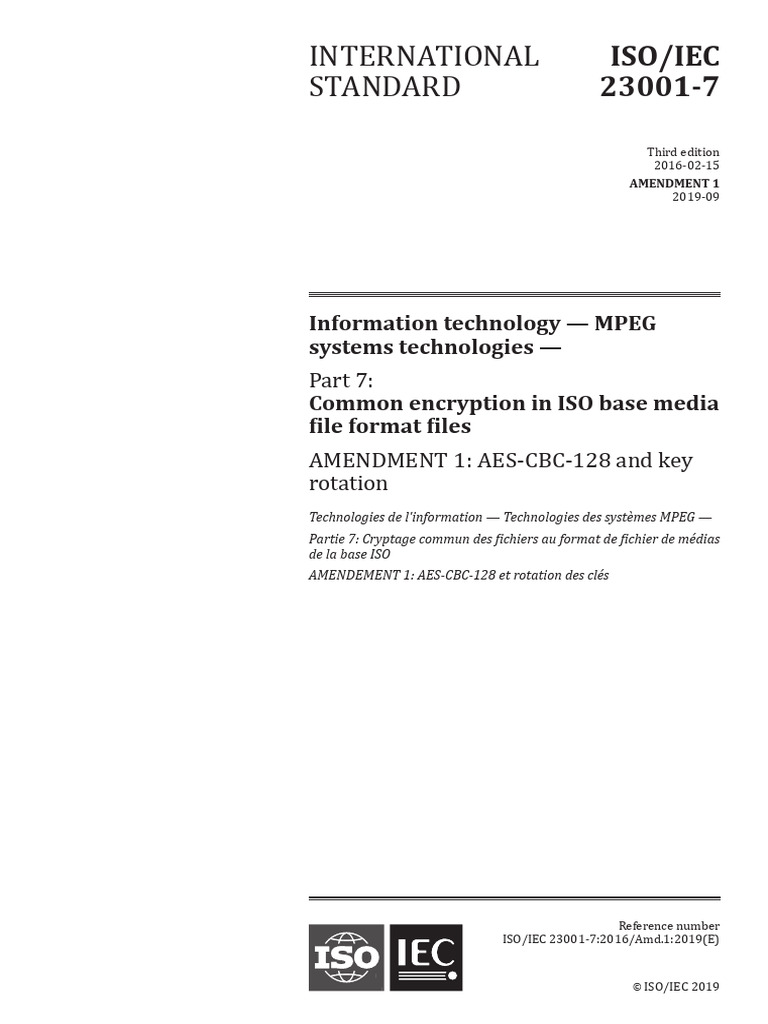 ISOIEC 23001-72016 Information Technology - MPEG Systems Technologies | PDF | International ...