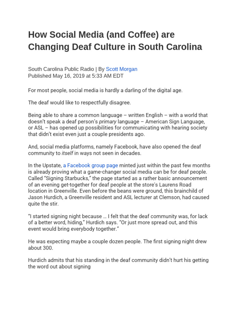 Social Media's Impact on Deaf Culture | PDF | Deafness | Videotelephony