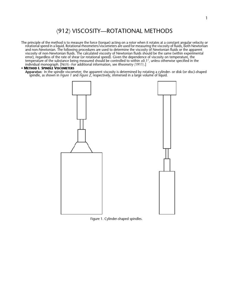 〈912〉 Viscosity-Rotational Methods | PDF | Viscosity | Chemical Engineering