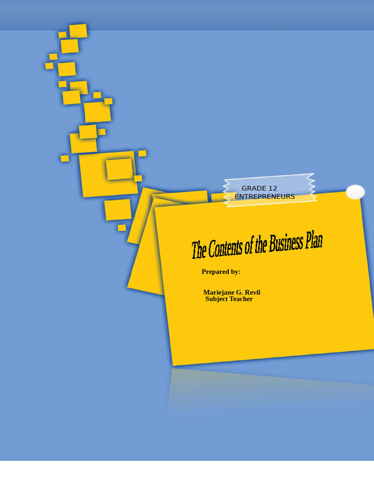 The Contents of The Business Plan Module 1 | PDF | Balance Sheet ...