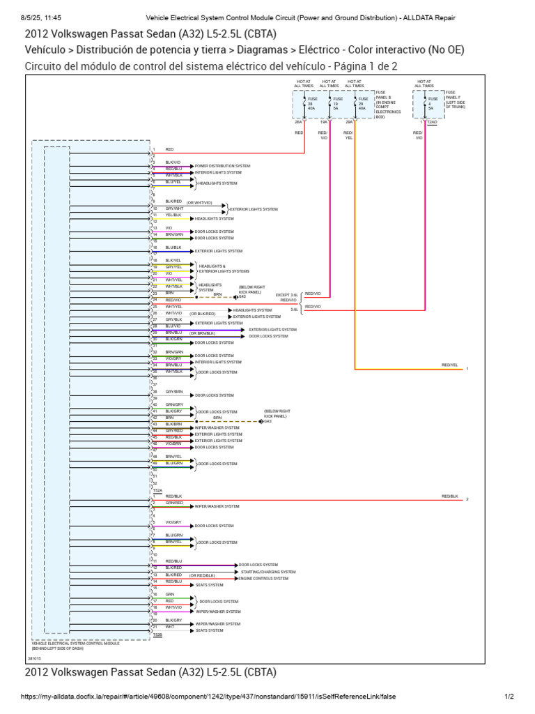 Vehicle Electrical System Control Module Circuit (Power and Ground ...