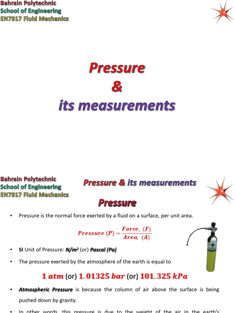Presentation-5 (Pressure and Its Measurement) 2 | PDF | Pressure | Pressure Measurement