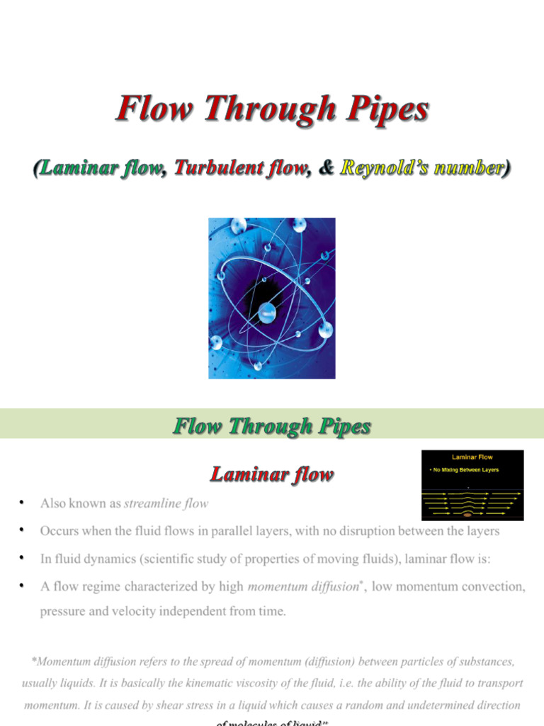 Presentation-7 (Flow Through Pipes) | PDF | Fluid Dynamics | Laminar Flow