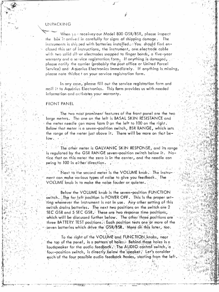 Model 800 BSR-GSR Manual | PDF