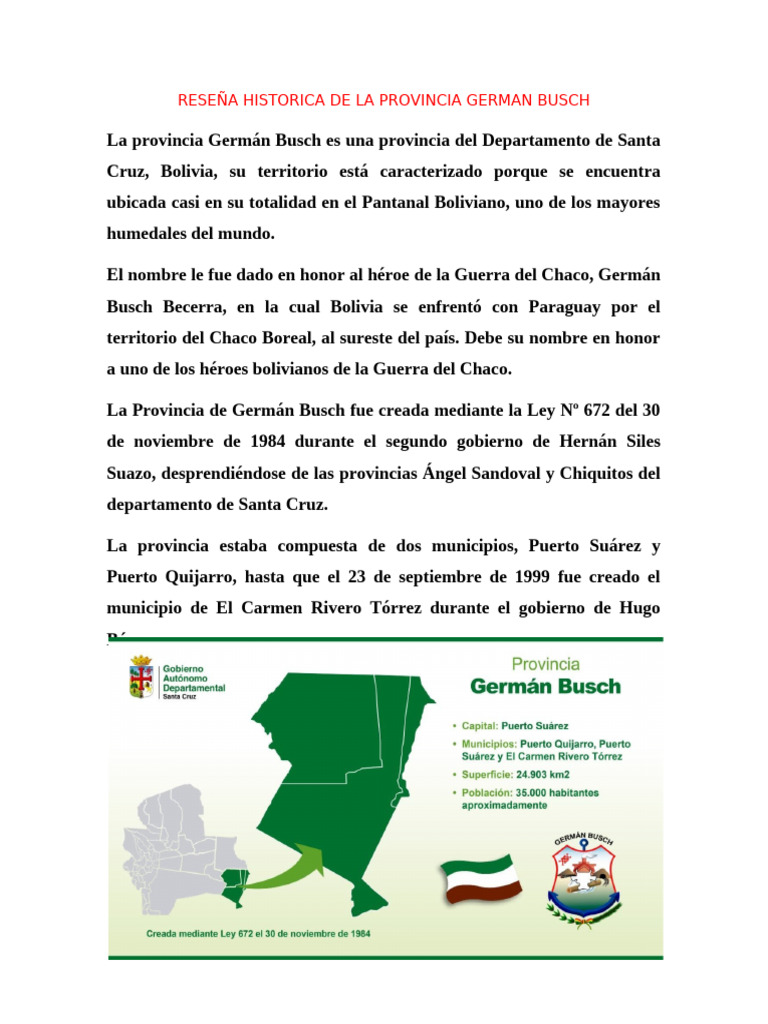 Reseña Historica de La Provincia German Busch | PDF