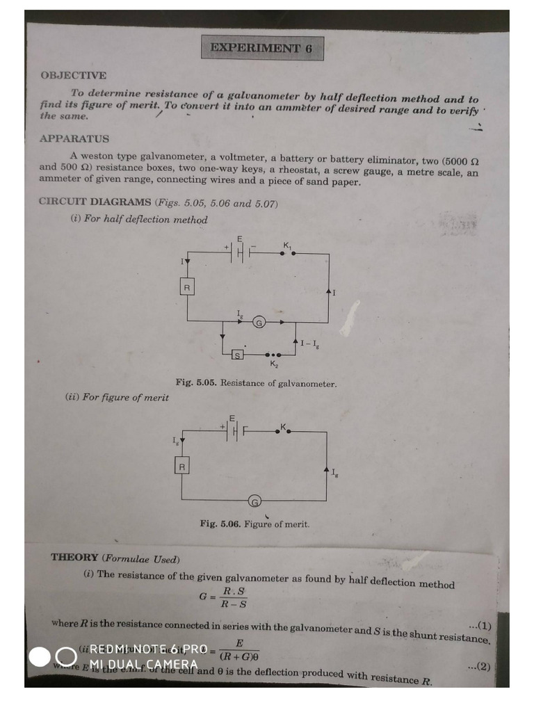 Experiment 6 XII Half Deflection Method | PDF