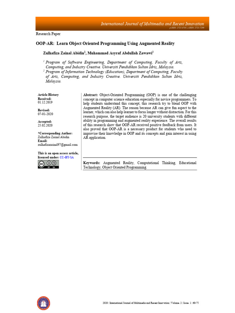 OOP-AR Learn Object Oriented Programming Using Aug | PDF | Augmented ...