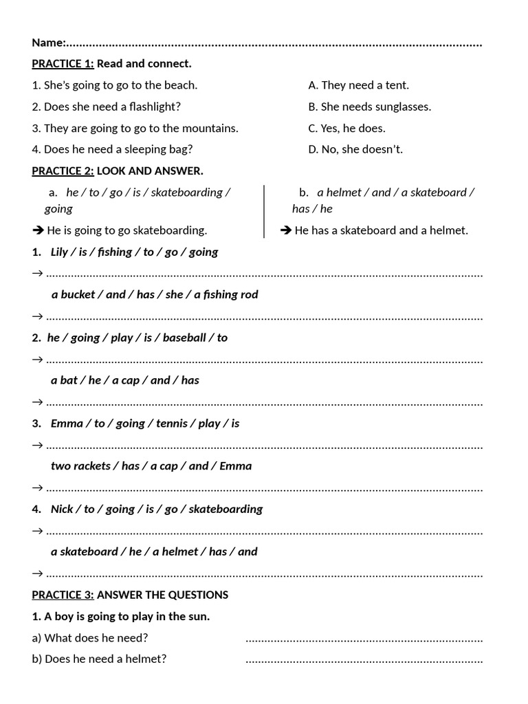 Worksheet Unit 1 Letsgo4 | PDF