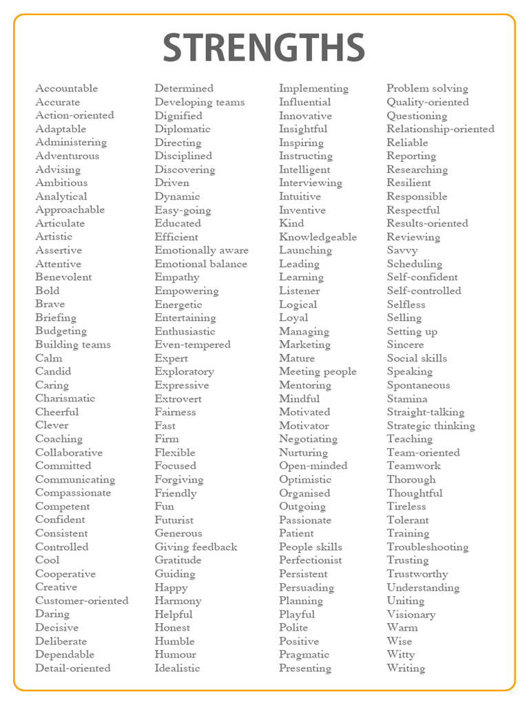 Strengths and Weaknesses | PDF | Creativity | Cognitive Science