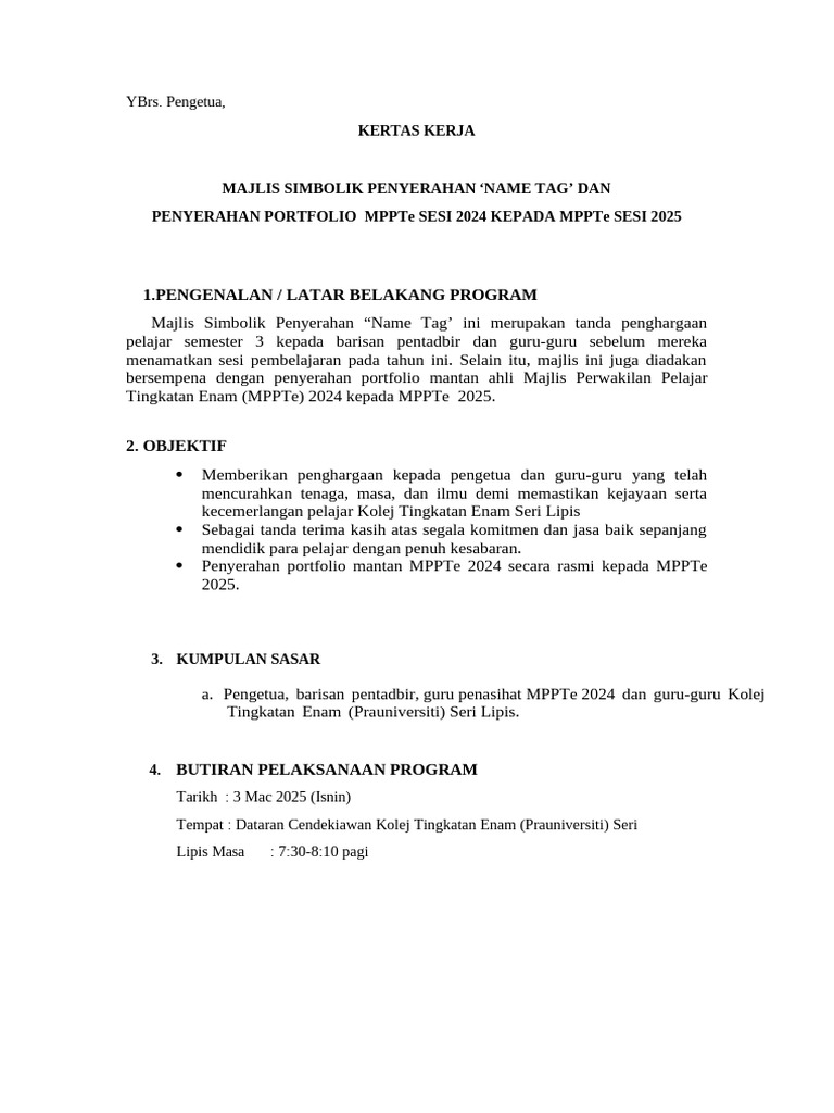 Kertas Kerja Nametag 2025 | PDF