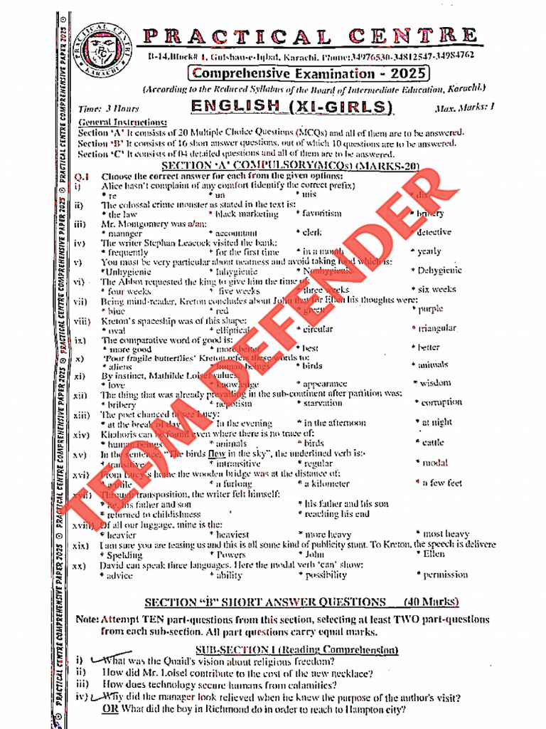 Xi (Science) PC Comprehensive Papers Defender | PDF