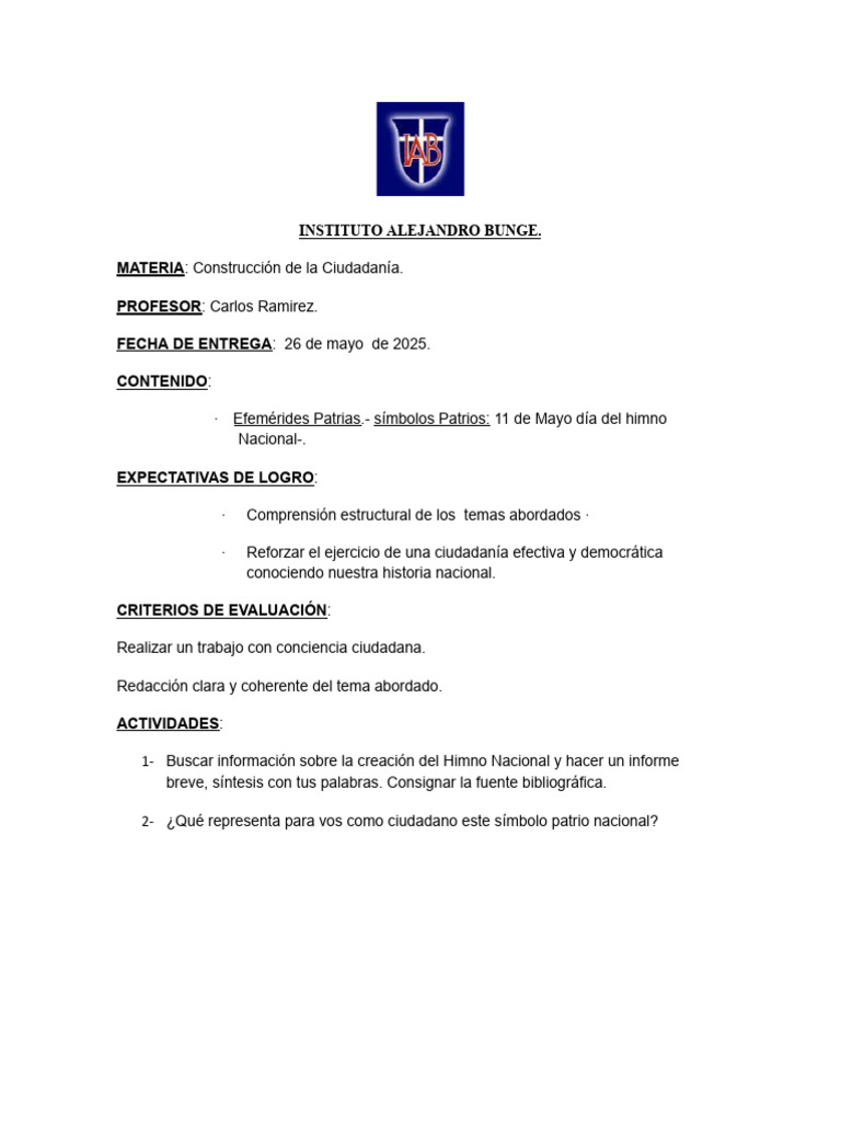 TP 6 DIA DEL hIMNO NACIONAL.docx | PDF