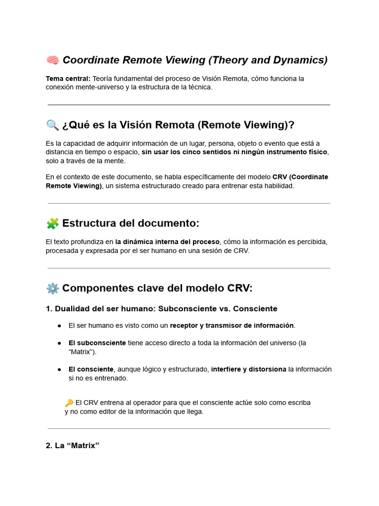 Cia Remote Viewing ESPAÑOL | PDF | Información | Mente
