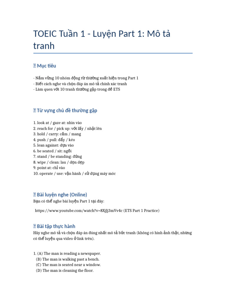Tuan 1 Luyen Part 1 Mo Ta Tranh | PDF