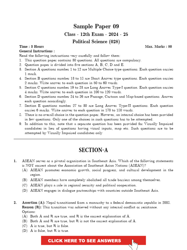 Sample Paper Political Science | PDF | North American Free Trade ...