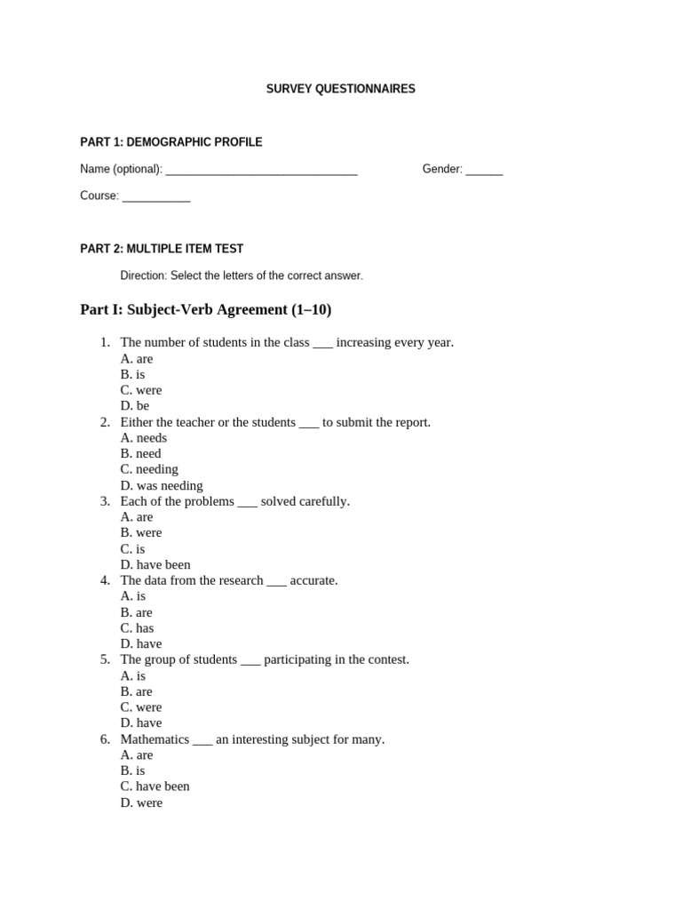Research-Questionnaires For Bsed English | PDF | Verb | Linguistics