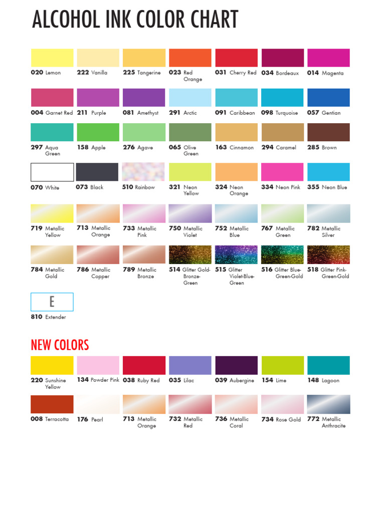 Marabu Alcohol Ink Color Chart | PDF | Color