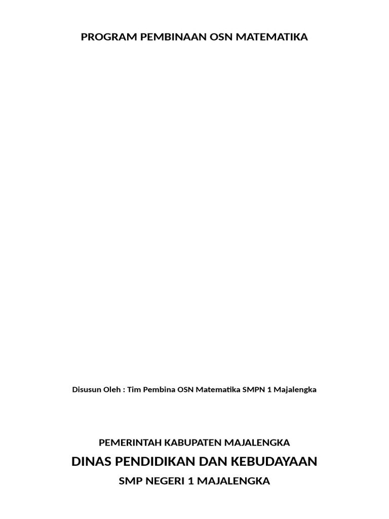 Program Pembinaan OSN Matematika SMP | PDF
