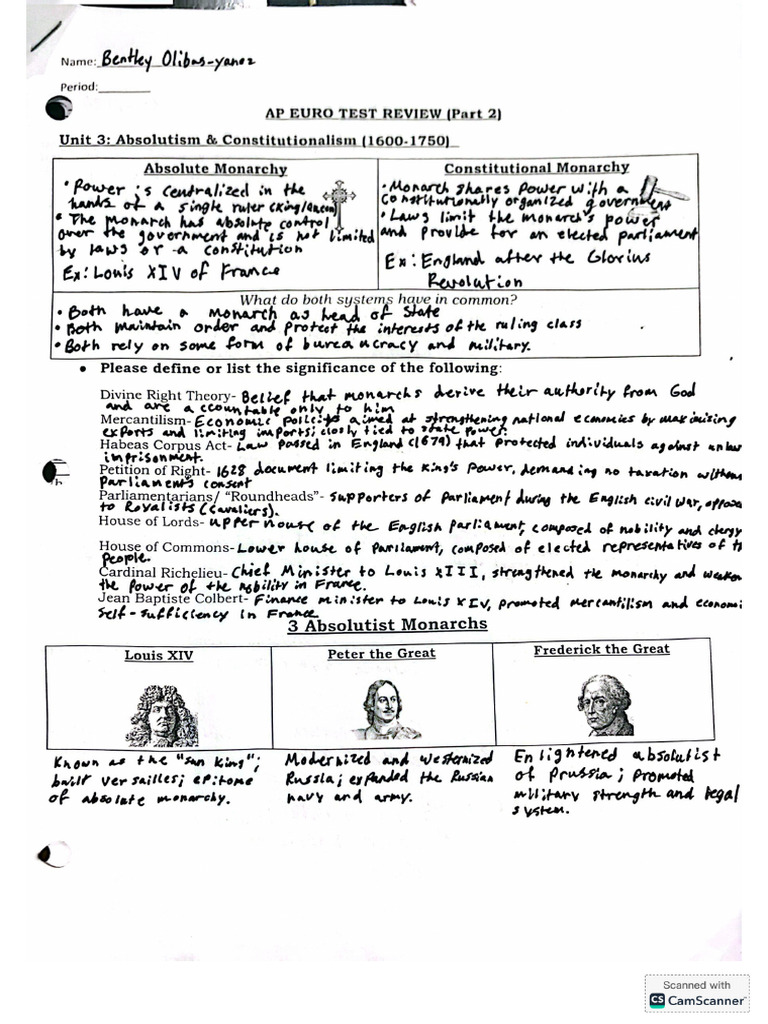 AP Euro Test Review (Part 2) | PDF | Scientific Revolution | Absolute ...